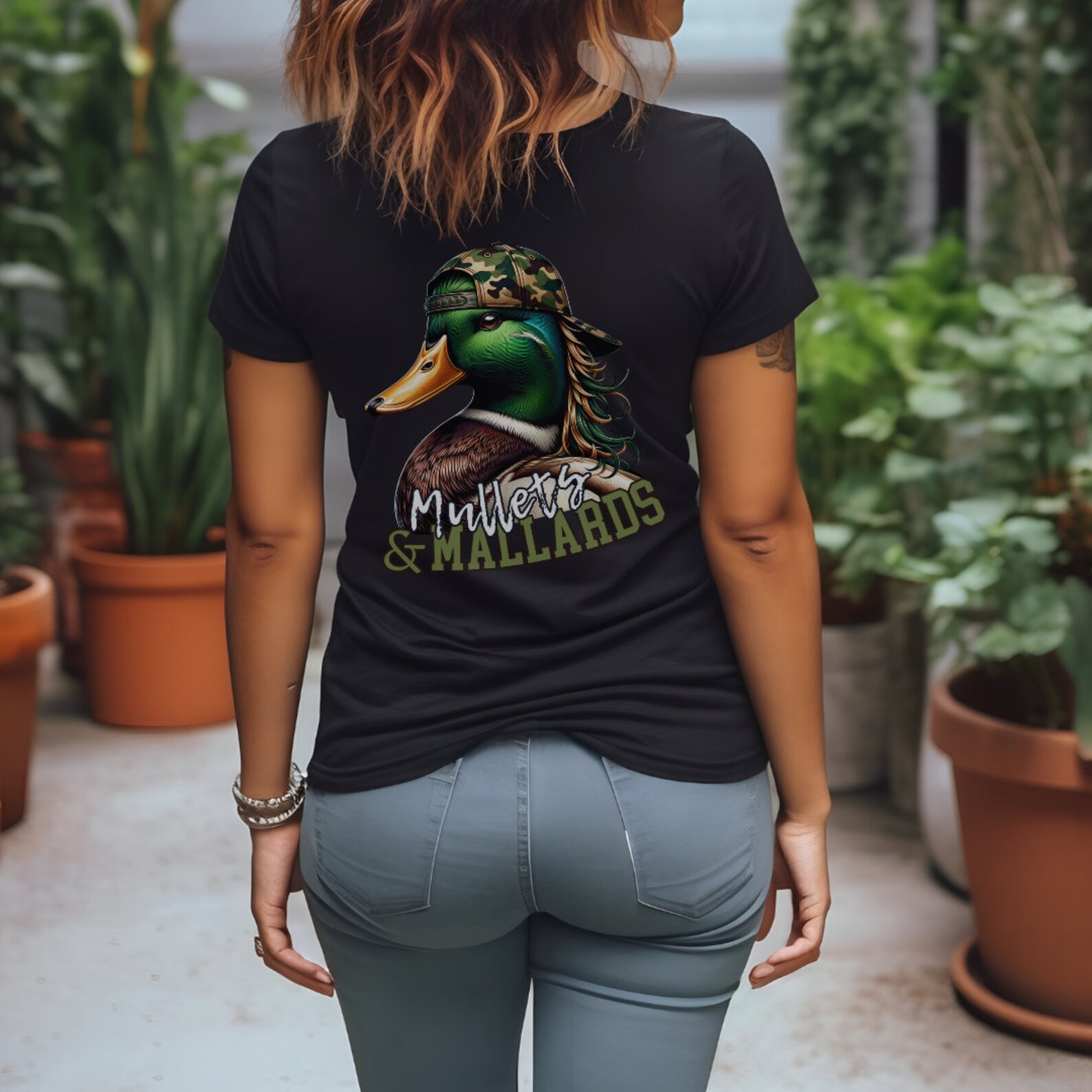 Mullets & Mallards Funny Shirt, Duck Hunting Tshirt Gift for Him, Duck ...
