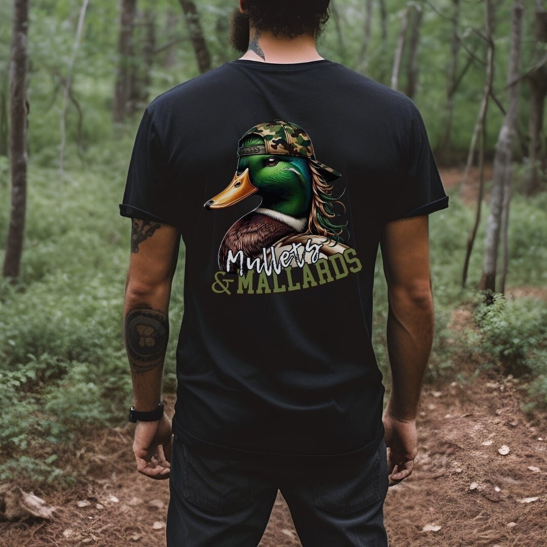 Mullets & Mallards Funny Shirt, Duck Hunting Tshirt Gift for Him, Duck ...