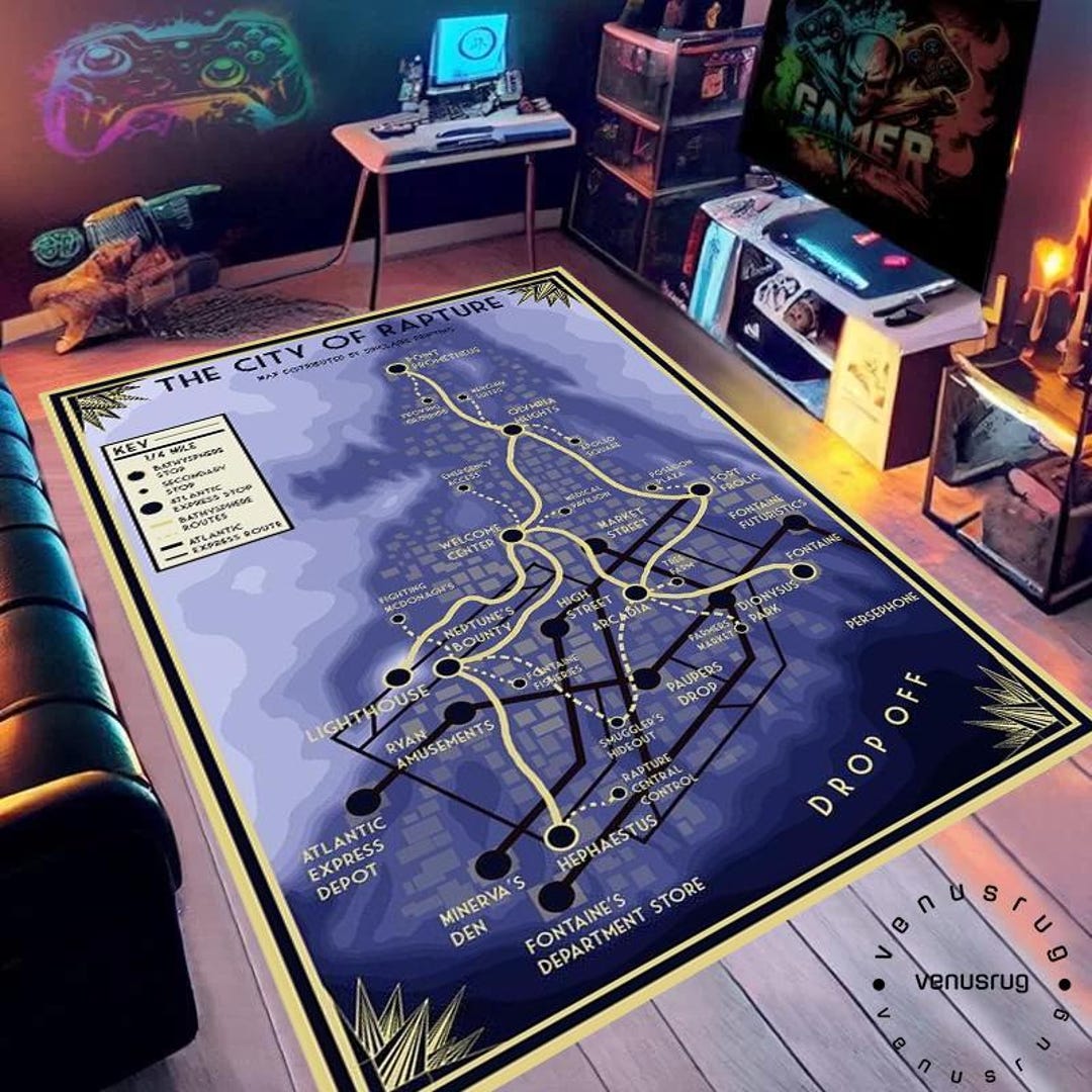 Bioshock Map Rug,the City of Rapture Rug, Video Game Bioshock Welcome ...