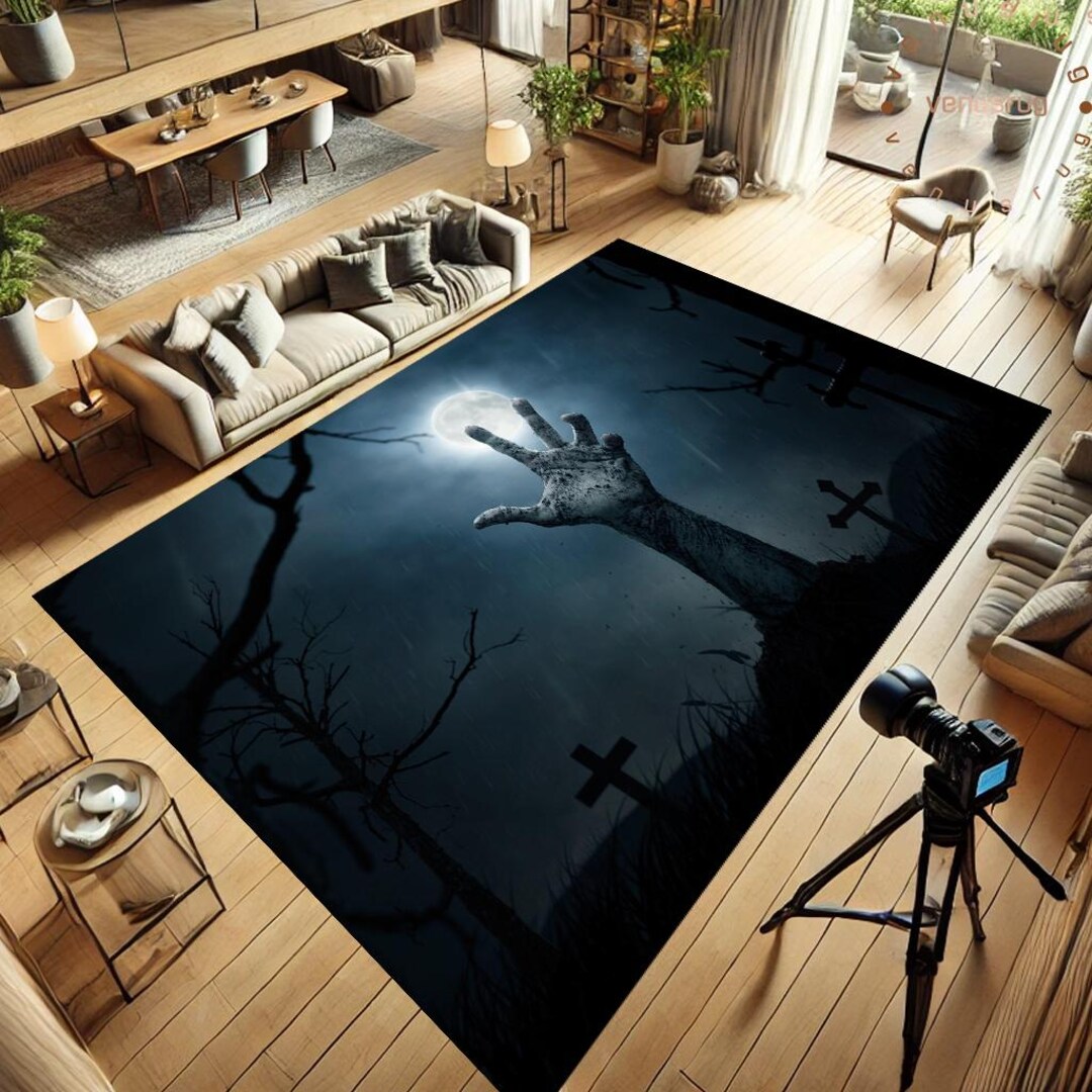 Zombie Hand Halloween Rug Spooky Graveyard Carpet Creepy Horror Themed ...