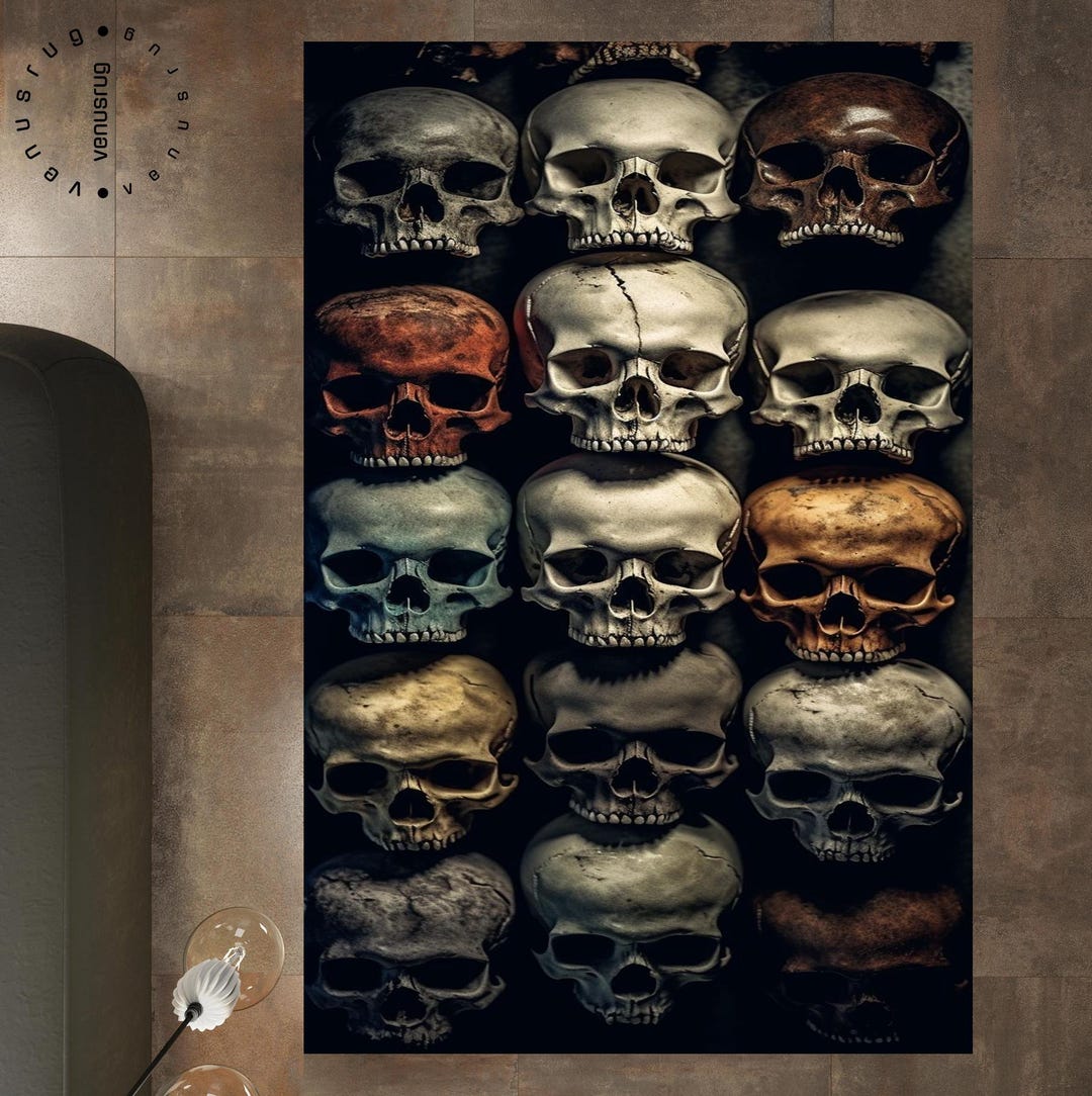 Skull Art Rug,dark Art Rug,horror Theme Carpet Rug,macabre Art Rug ...