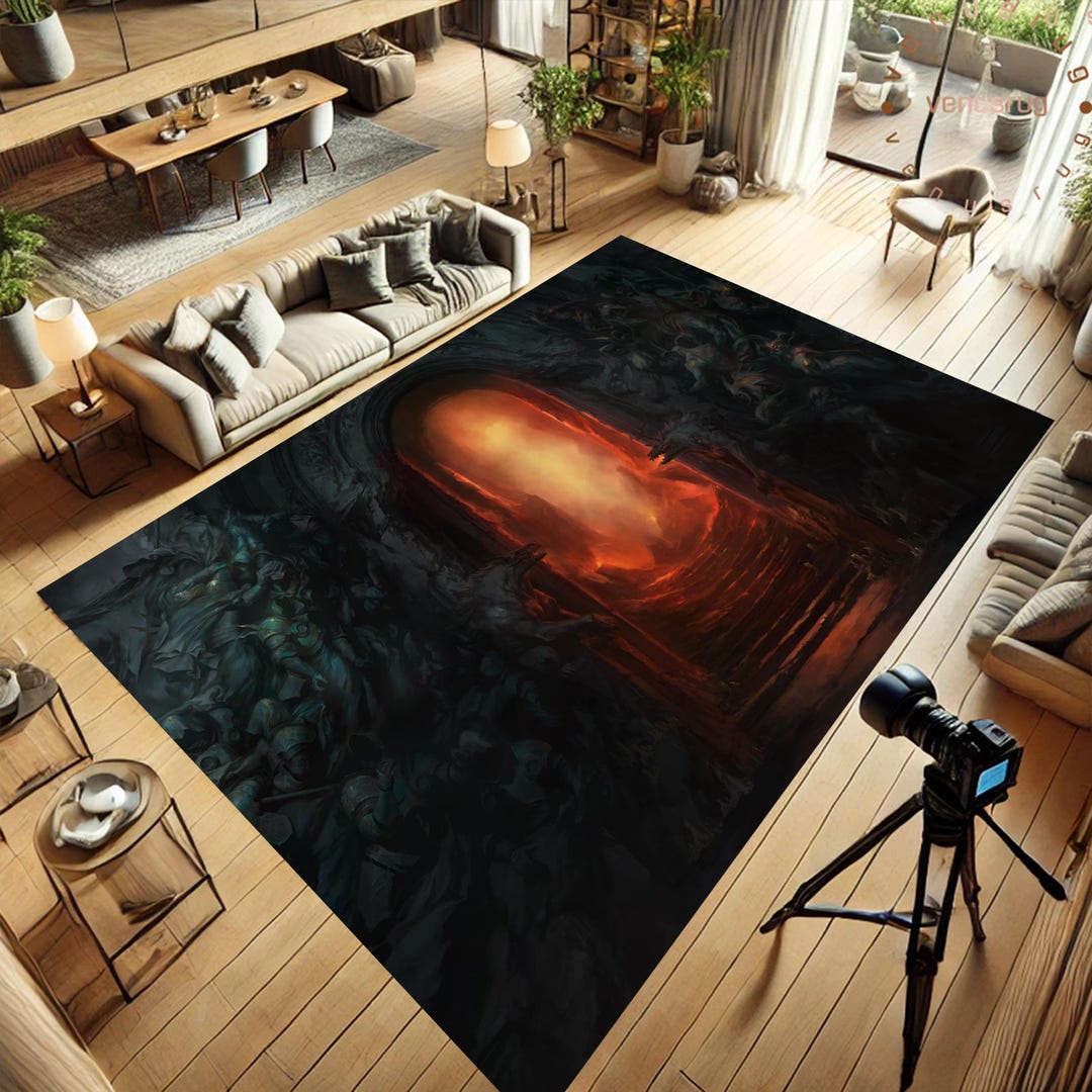 Dark Fantasy Hell Gate Rug Gothic Demon Portal Art Carpet, Epic ...