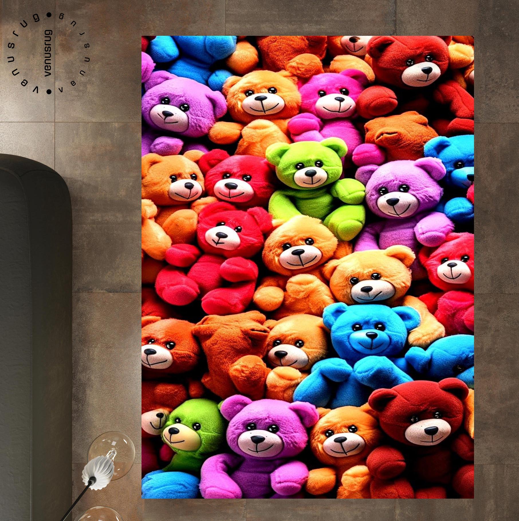 Teddy Bear Pattern Rug,nursery Rug,baby Room Gift,newborn Gift,colorful ...