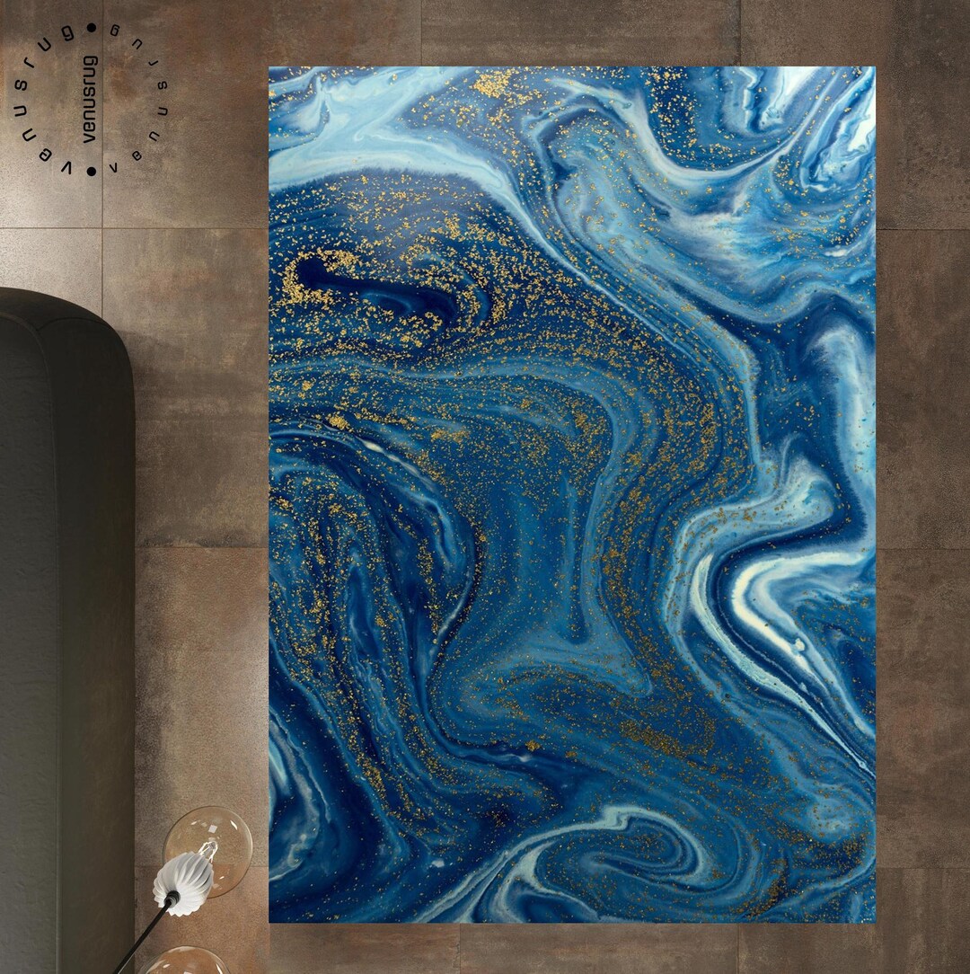 Blue Marble Rug, Gold Marble Rug, Luxury Marble Rug,sea Marble Rug ...