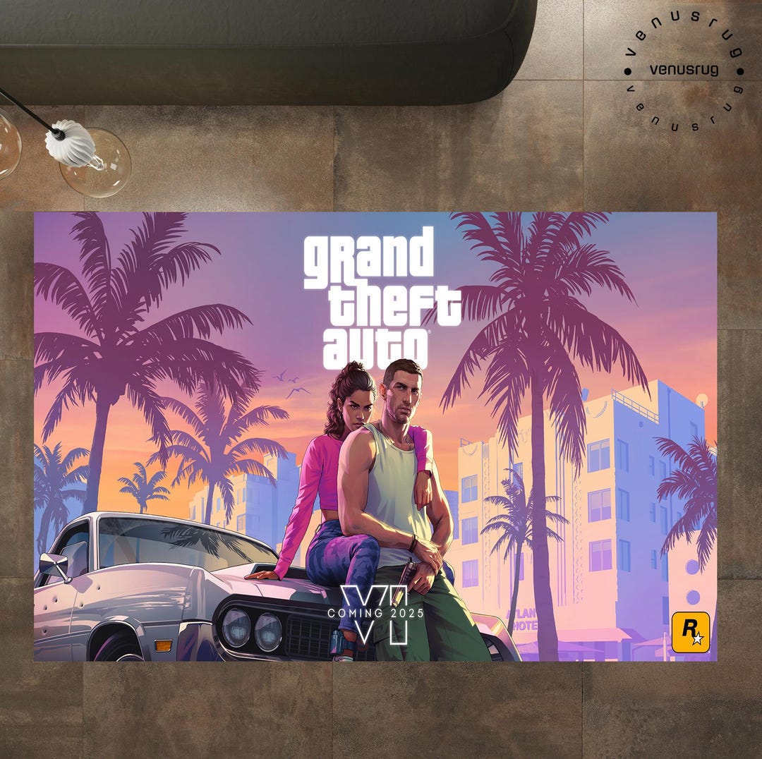 Grand Theft Auto VI Commemorative Content Rug, GTA6 Rug, GTAVI Rug ...