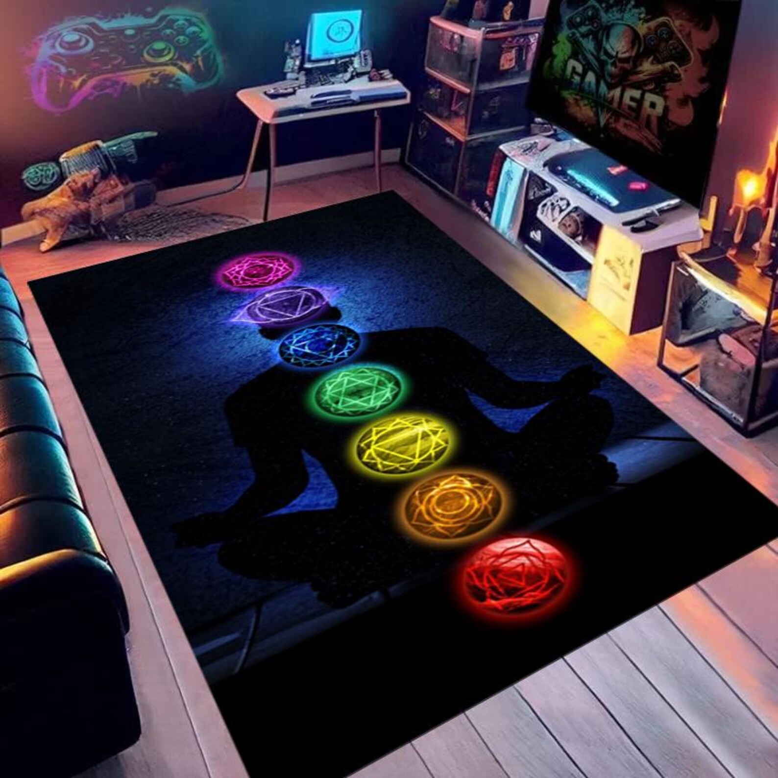 7 Chakras Rug,chakras Rug,chakra Decor,meditation Rug,yoga Mat,yoga ...