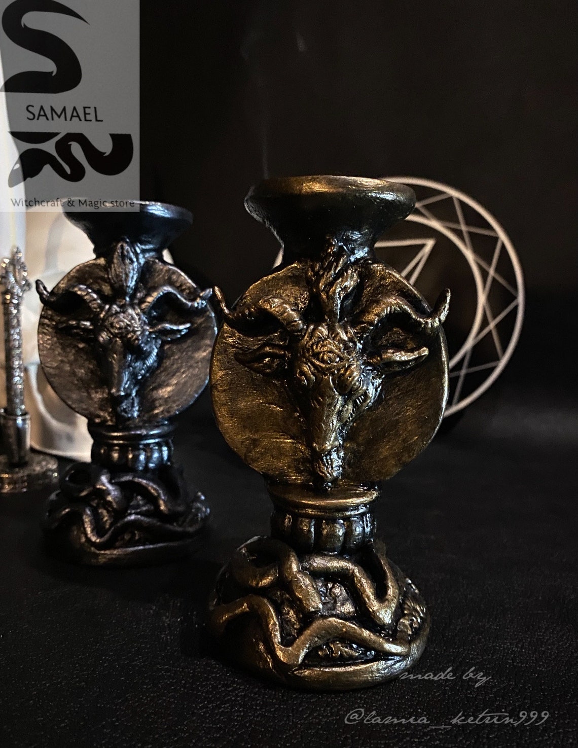 Candlestick Baphomet Lucifer Statue Leviathan Satanic Altar of Lucifer ...