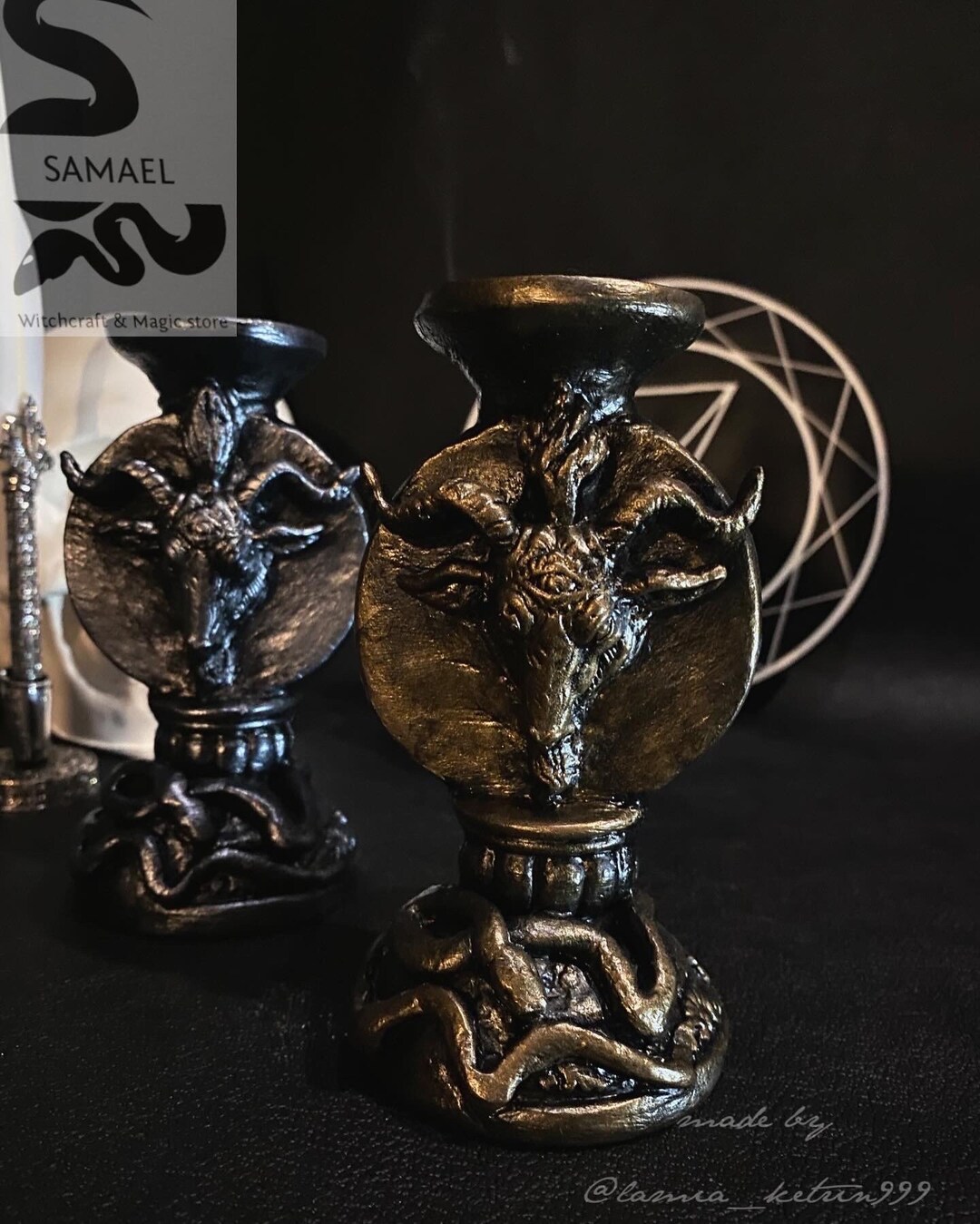 Candlestick Baphomet Lucifer Statue Leviathan Satanic Altar of Lucifer ...
