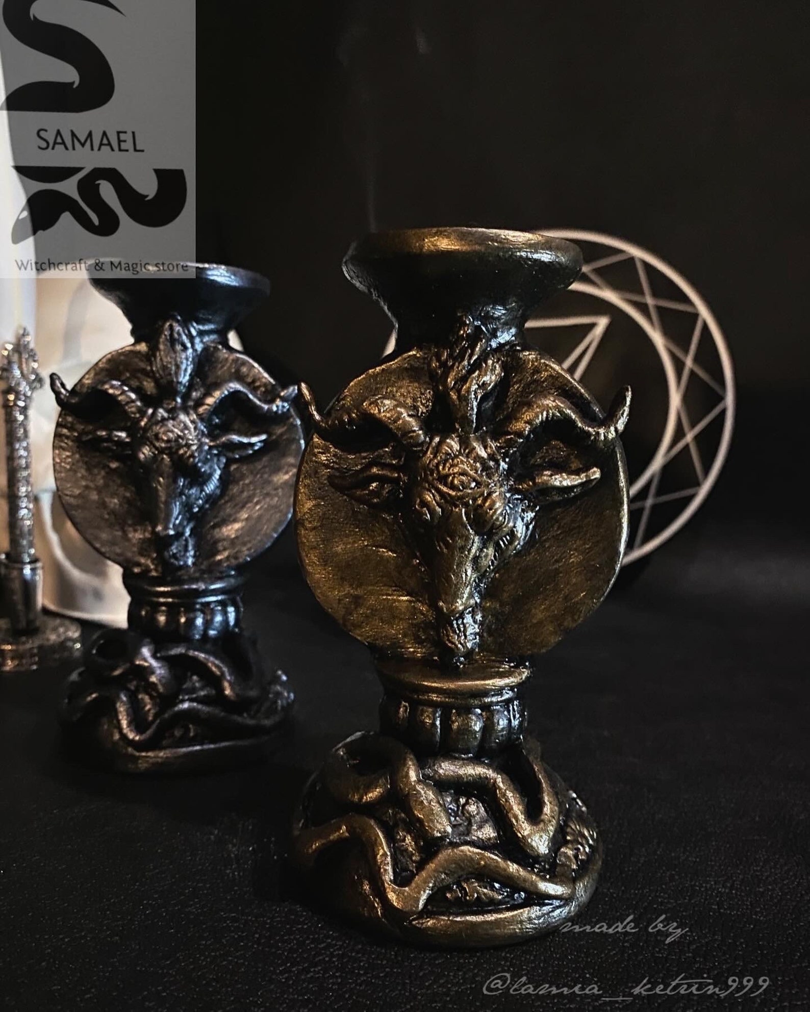 Candlestick Baphomet Lucifer Statue Leviathan Satanic Altar of Lucifer ...