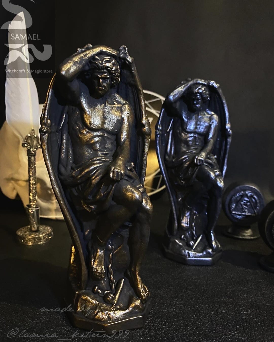 Lucifet Statue, Lucifer, Lucifer Altar Statue, Satan Statue, Occult ...