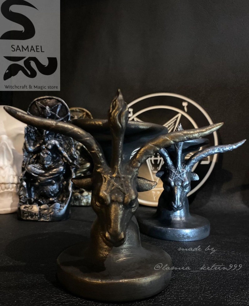 Baphomet Head Candlestick Occult Satan Satanic Goetia Lucifer ...