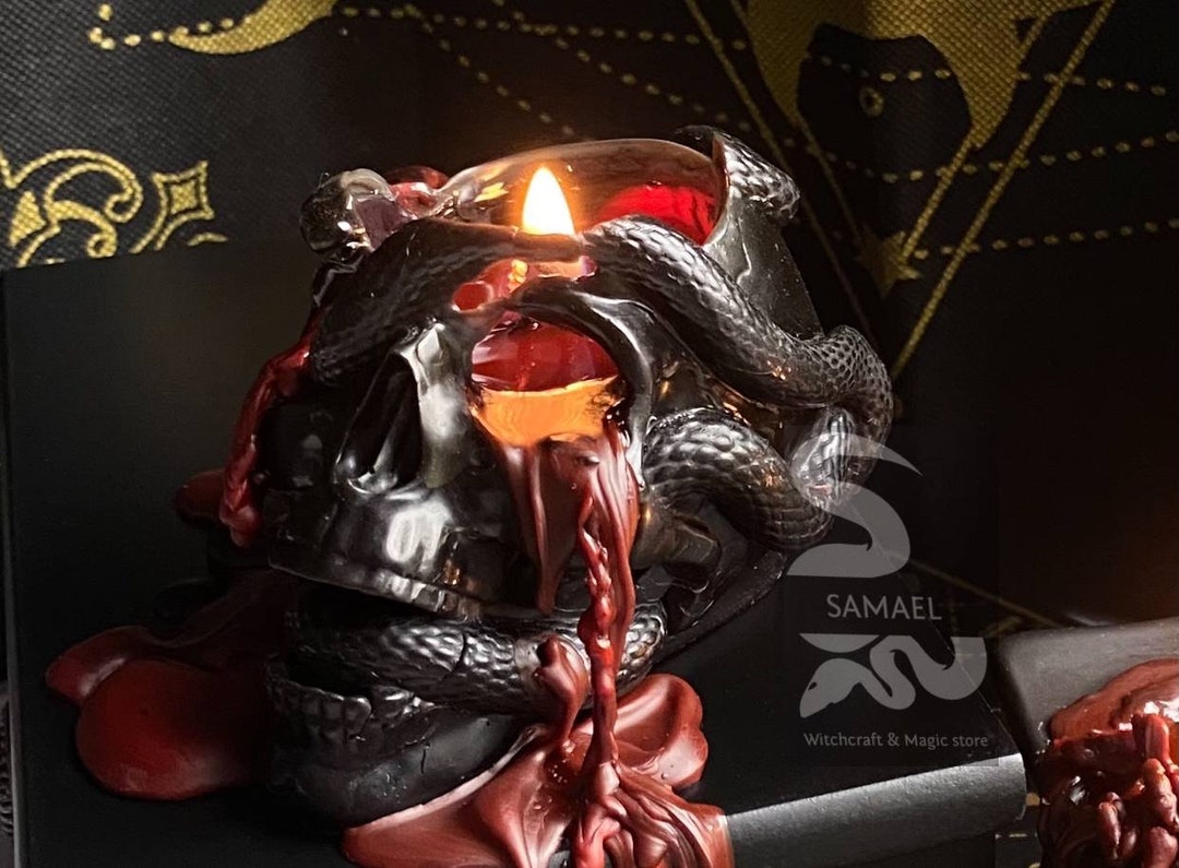 Ritual Candle Vampire Tears Scull Black Candle Witchcraft Supplies ...