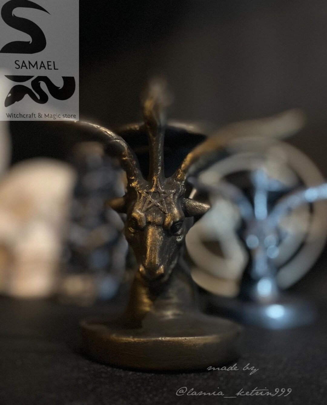 Baphomet Head Candlestick Occult Satan Satanic Goetia Lucifer ...