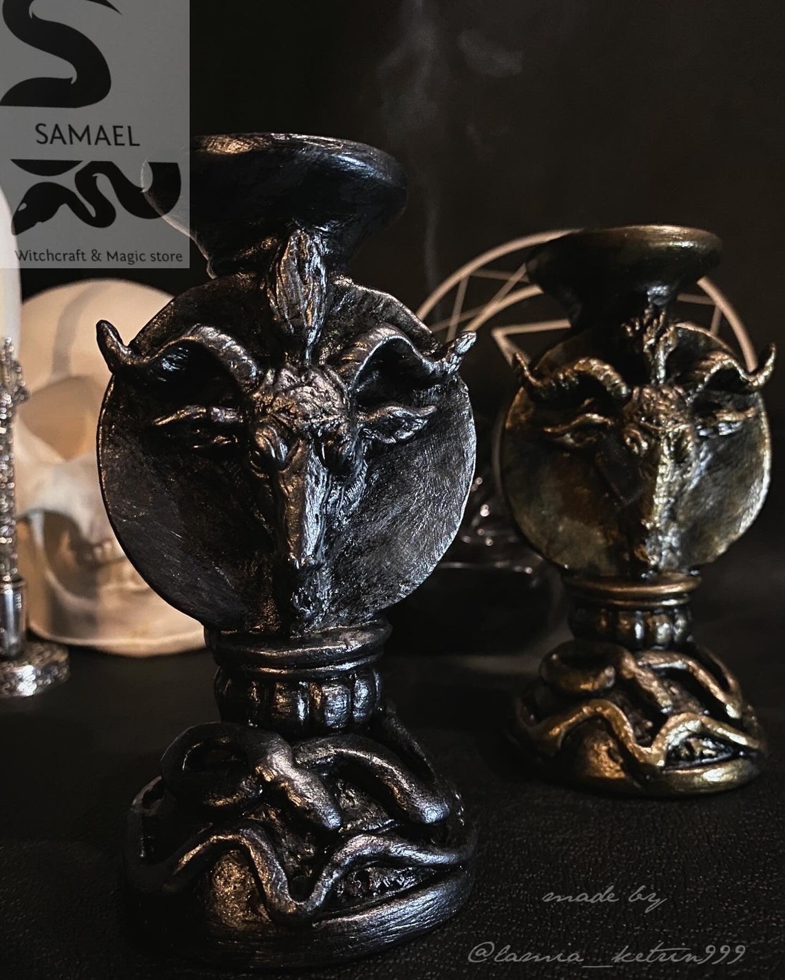 Candlestick Baphomet Lucifer Statue Leviathan Satanic Altar of Lucifer ...