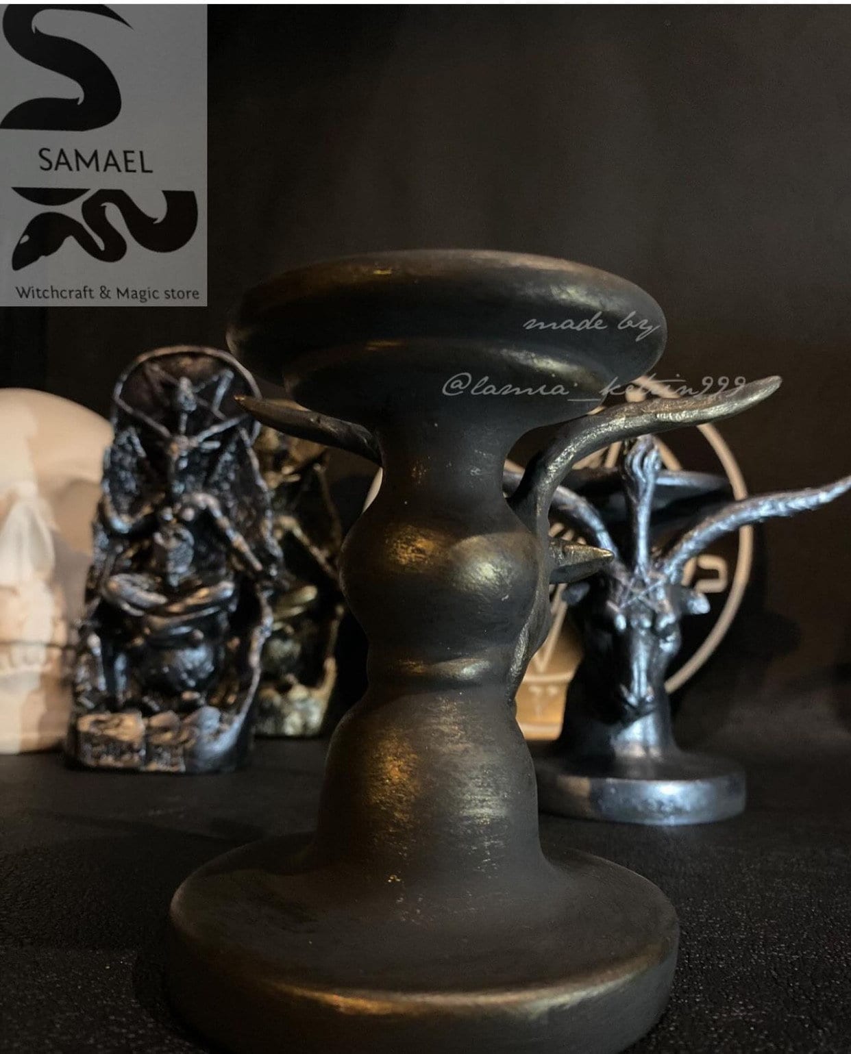 Baphomet Head Candlestick Occult Satan Satanic Goetia Lucifer ...