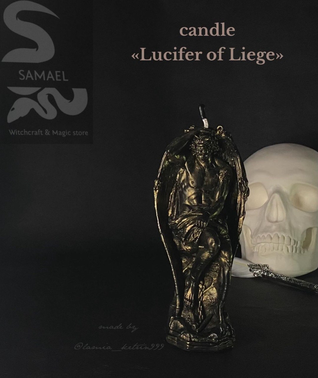 Lucifer Candle,lucifer Statue,leviathan Satanism Altar of Lucifer ...