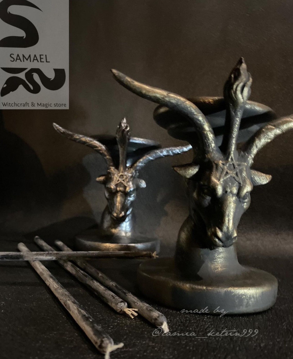 Baphomet Head Candlestick Occult Satan Satanic Goetia Lucifer ...