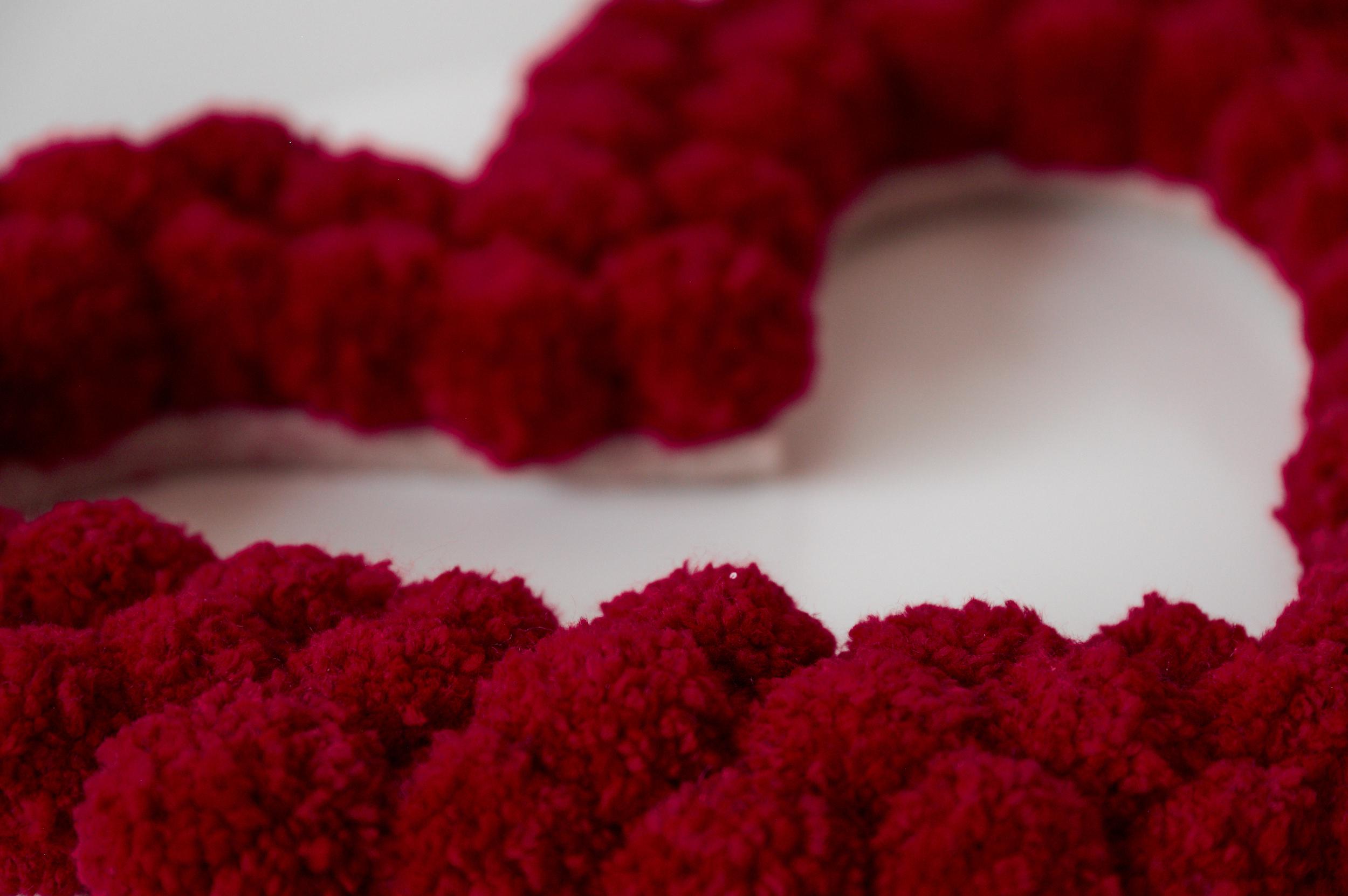 Personalized Pom-pom Red Heart Decor: Nursery, Wedding, Anniversary, or ...