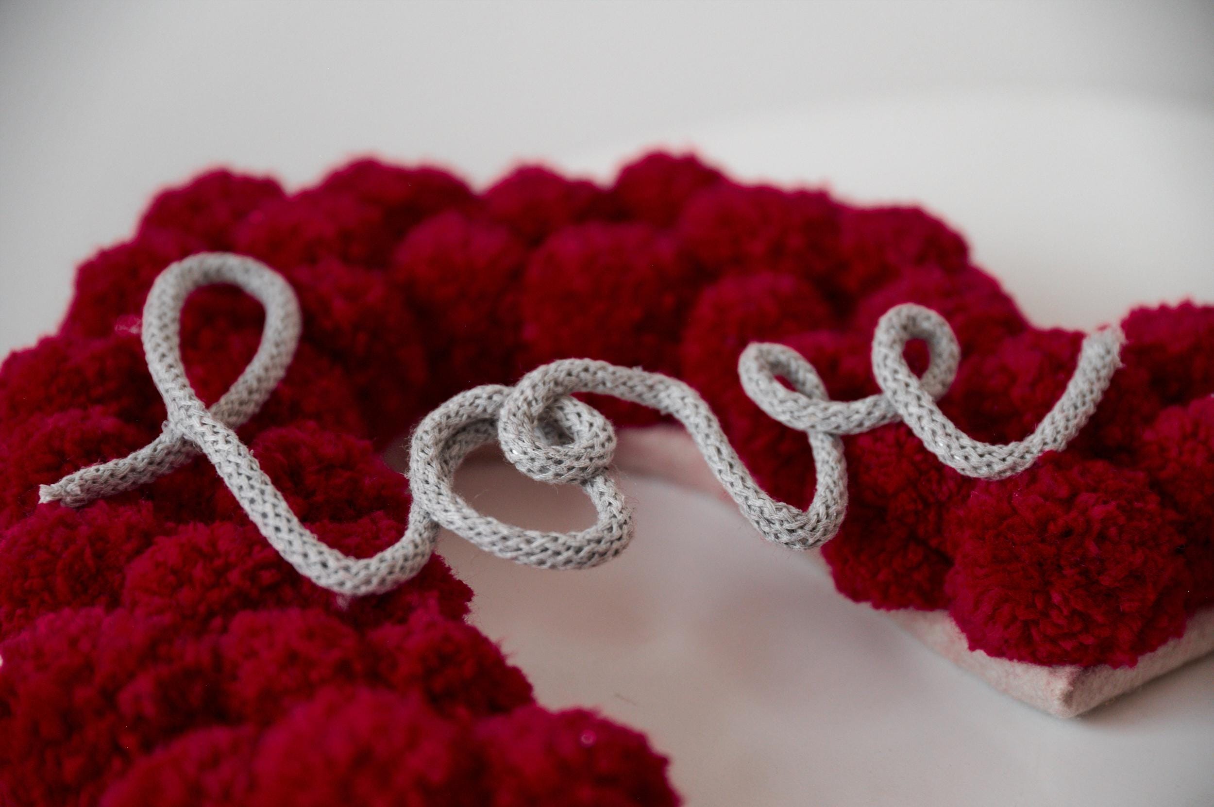 Personalized Pom-pom Red Heart Decor: Nursery, Wedding, Anniversary, or ...