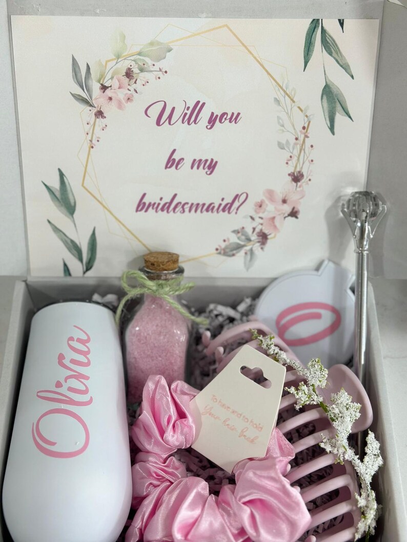 Rose Gold Bridesmaid Proposal Gift Box, With Glass/champagne Tumbler ...
