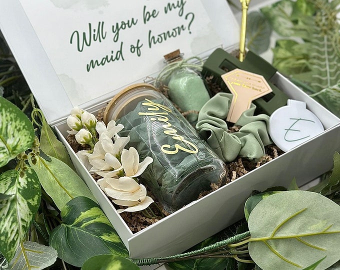 Sage Bridesmaid Proposal Gift Box, With Glass/champagne Tumbler and ...