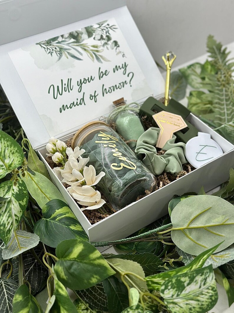 Sage Bridesmaid Proposal Gift Box, With Glass/champagne Tumbler and ...
