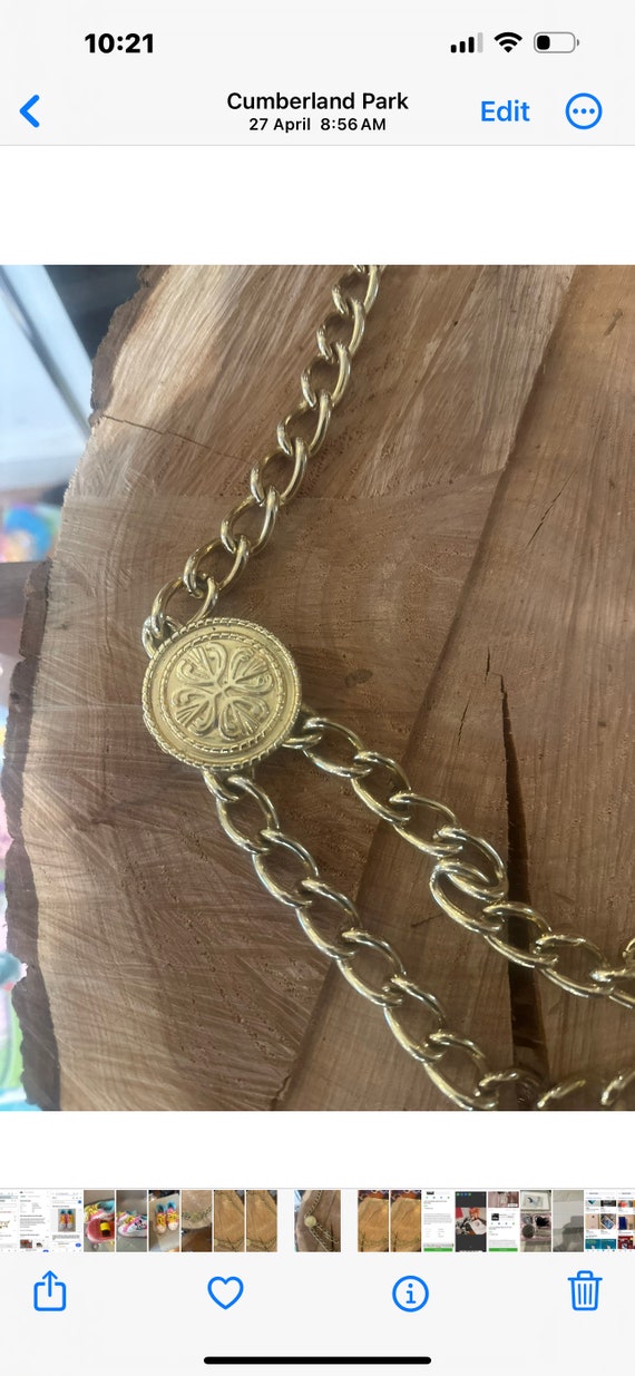 Vintage Escada Gold Tone Medallion Chain Belt - Made … - Gem