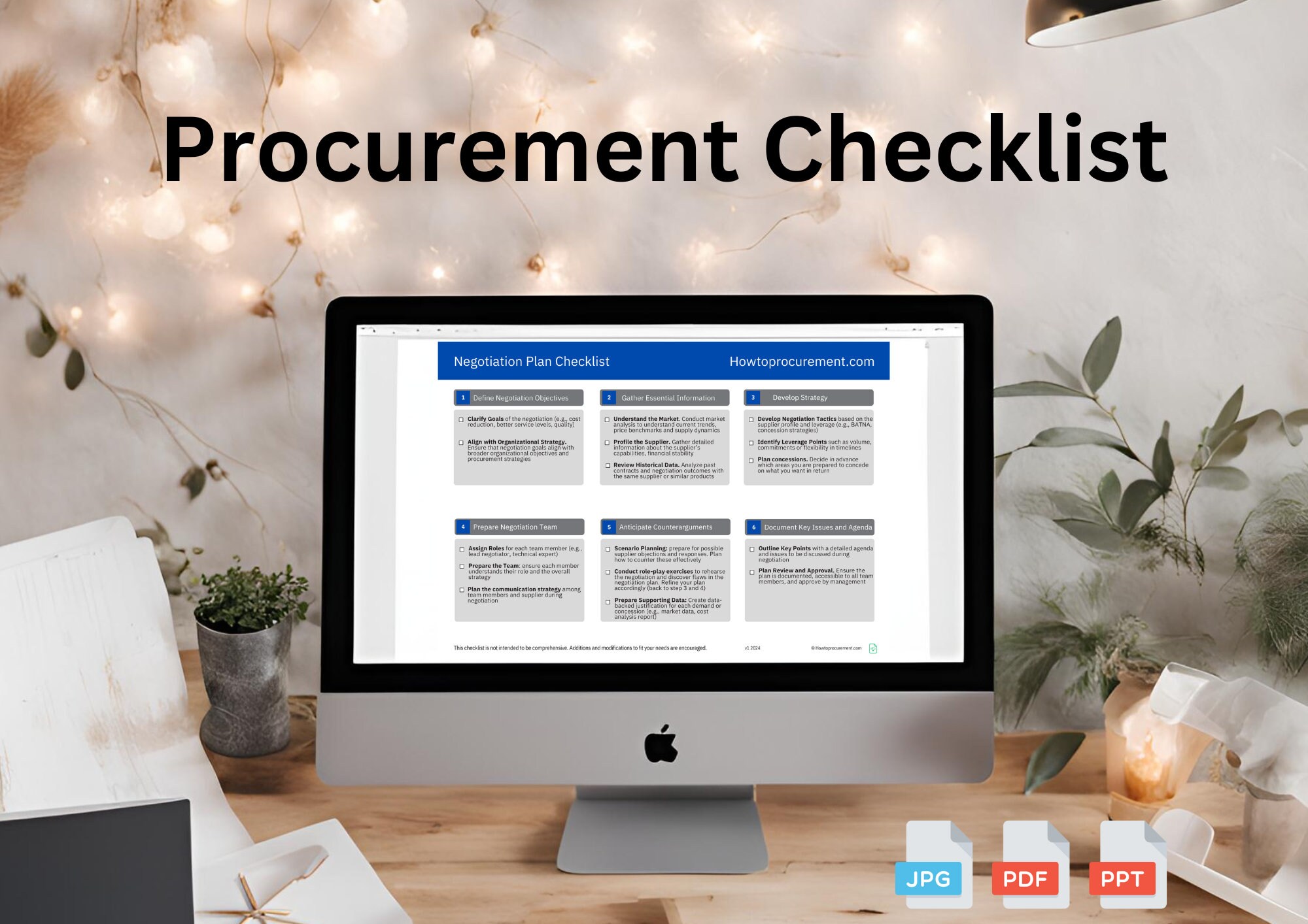 Procurement Checklists Bundle: 5 Essential Checklists for Negotiation ...