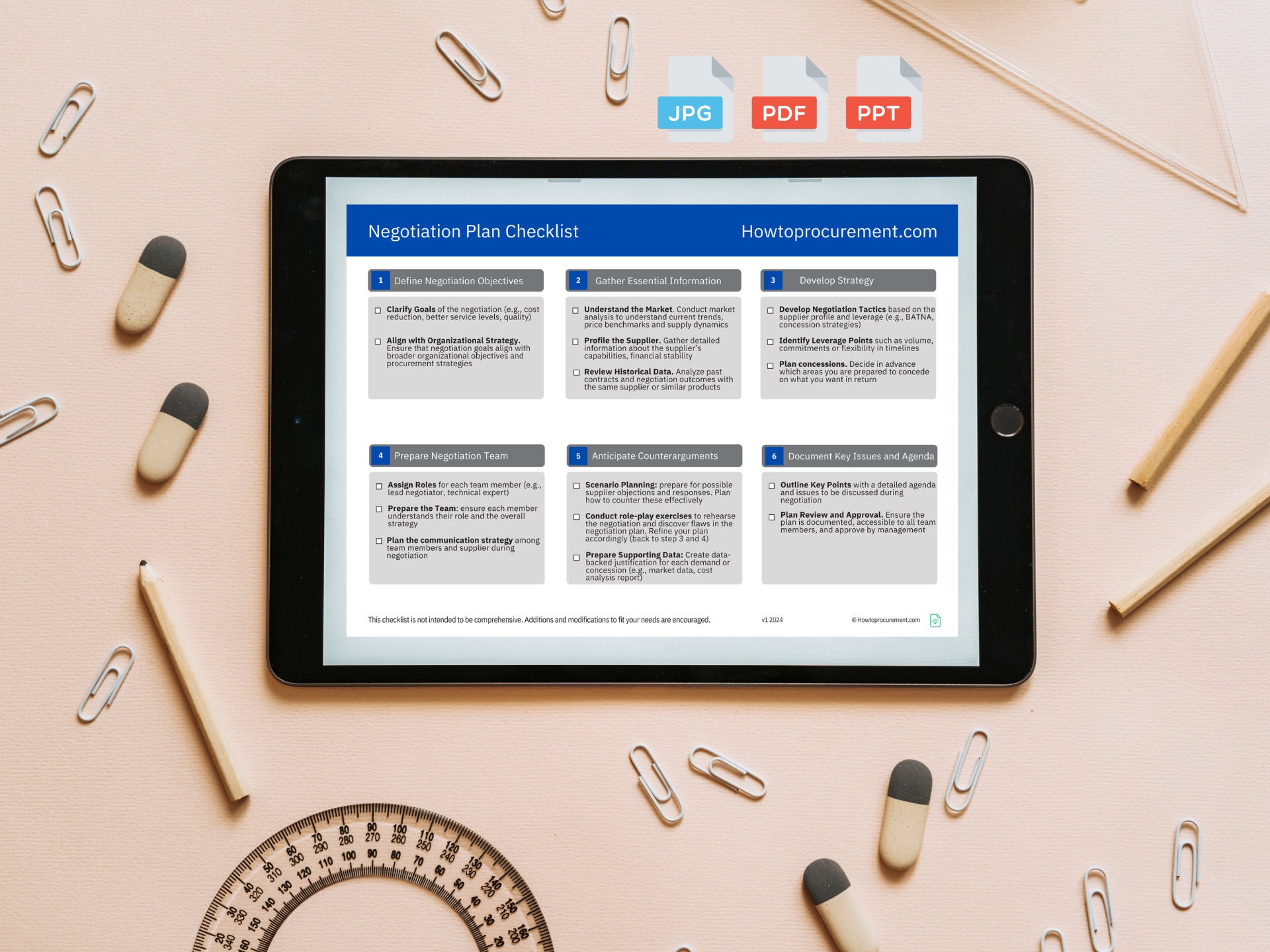 Procurement Checklists Bundle: 5 Essential Checklists for Negotiation ...