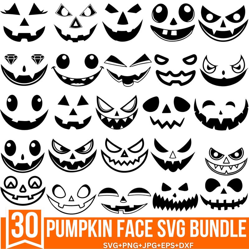 Pumpkin Face Svg - Etsy