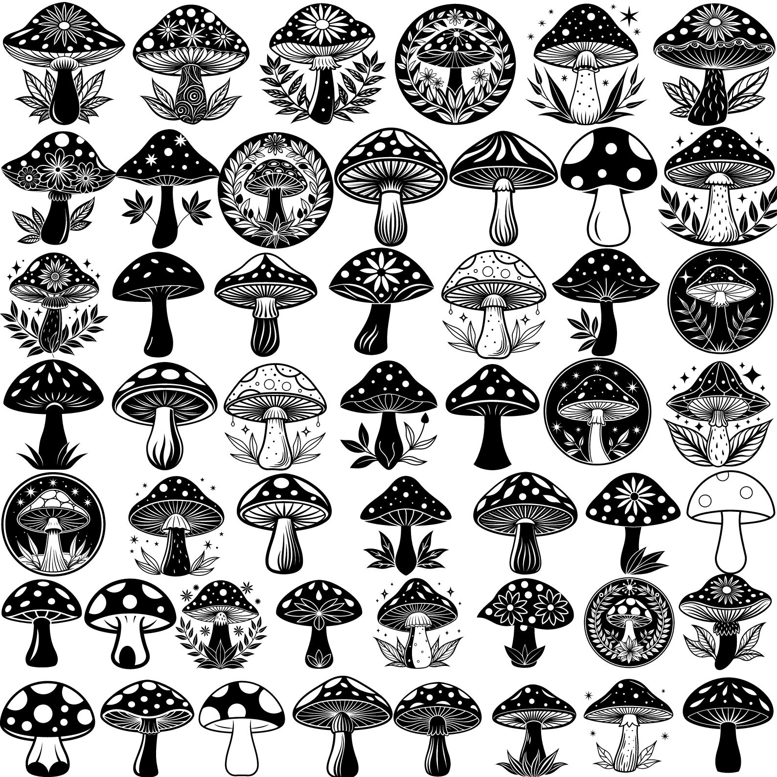 Mushroom Svg Bundle Boho Mushroom Svg Open Book Floral Svg Floral Mushroom Svg Fungi Art