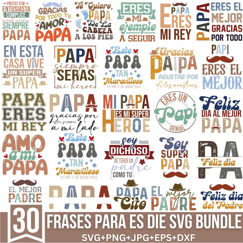 Frases Para El Dia Del Papá Svg Bundle, Los Padres Svg, Gracias Papá ...