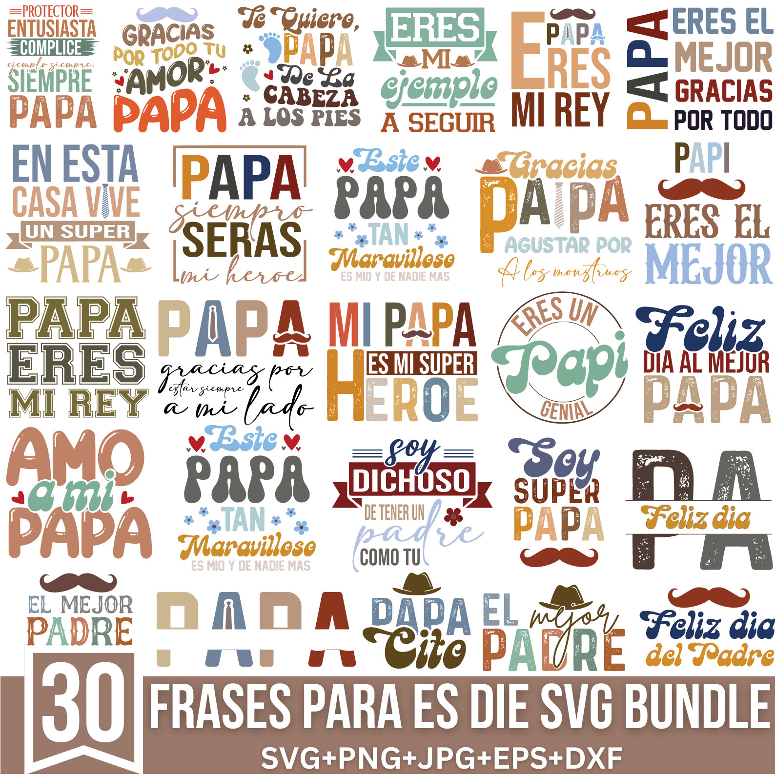 Frases Para El Dia Del Papá Svg Bundle, Gracias Papá Svg, Spanish Svg ...