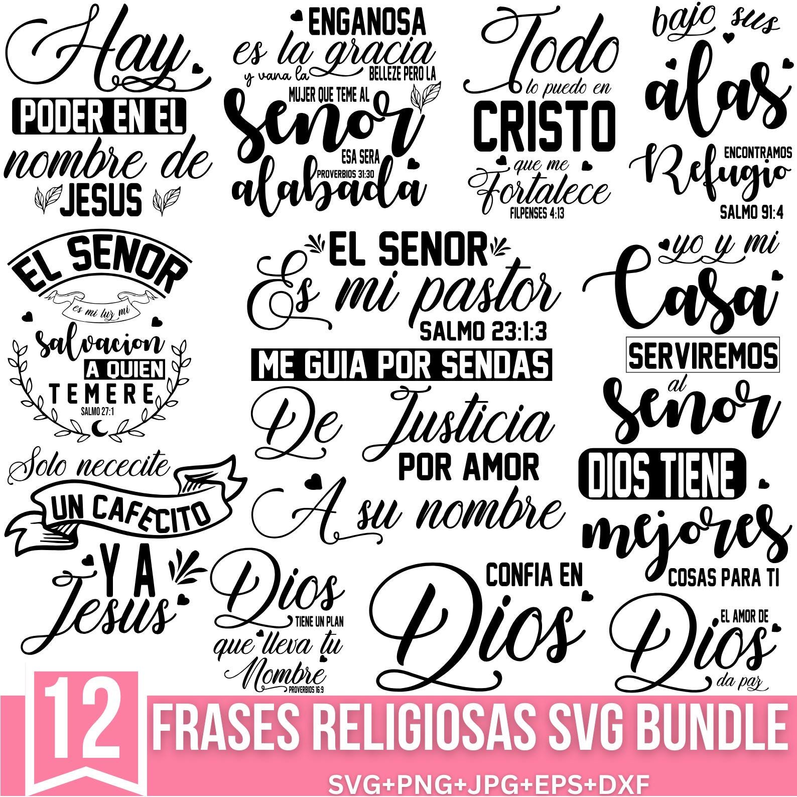 Frases Religiosas Svg Bundle, Spanish Svg, Dios Es Amor Svg, Frases ...
