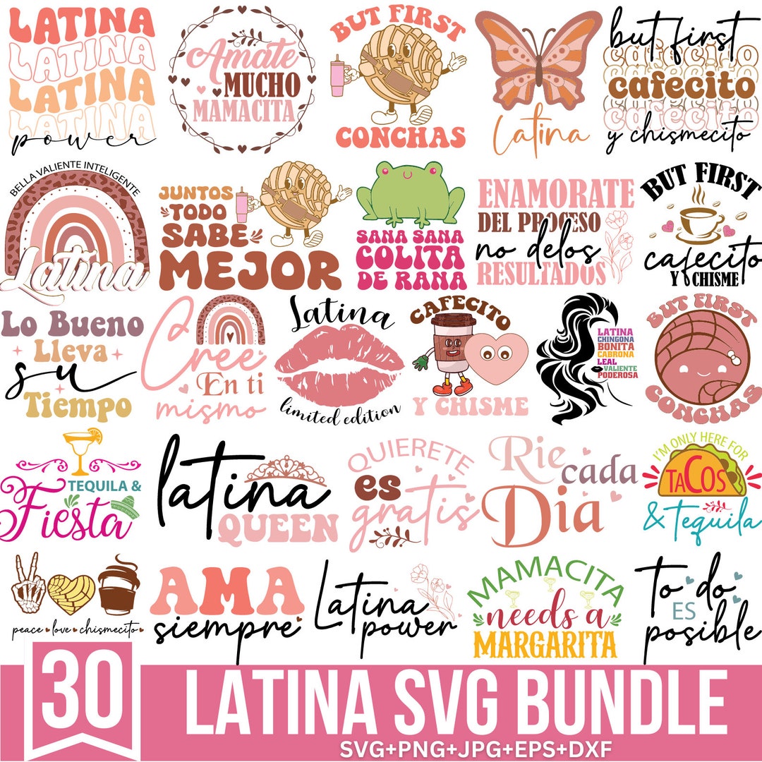 Paquete Latina Svg, Citas latinas Svg, Chingona svg, Cafecito y Chisme ...
