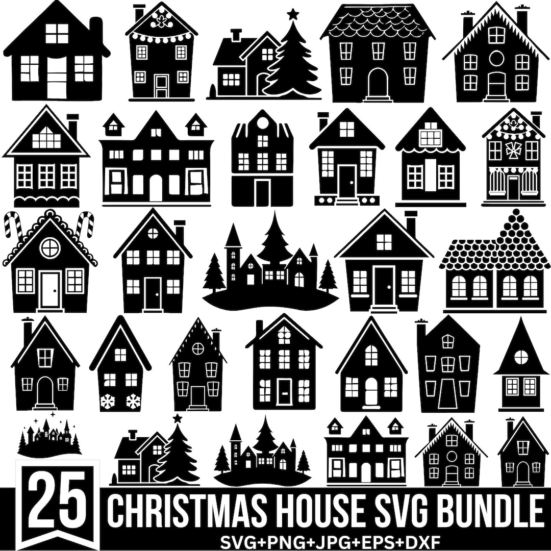 Christmas House Svg Bundle, Christmas Village Svg, Houses Plotter Files ...