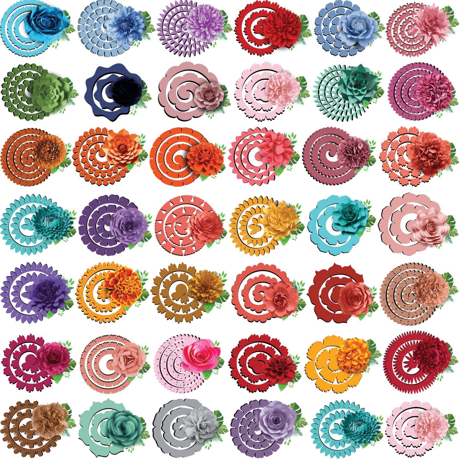 Rolled Flower Svg Bundle, Rolled Paper Flowers, 3d Flower Svg, Digital ...