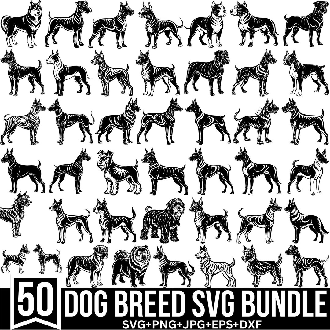 Dog Heads Svg Bundle, Dog Breed Svg, Peeking Dog Svg, Complete Dog ...