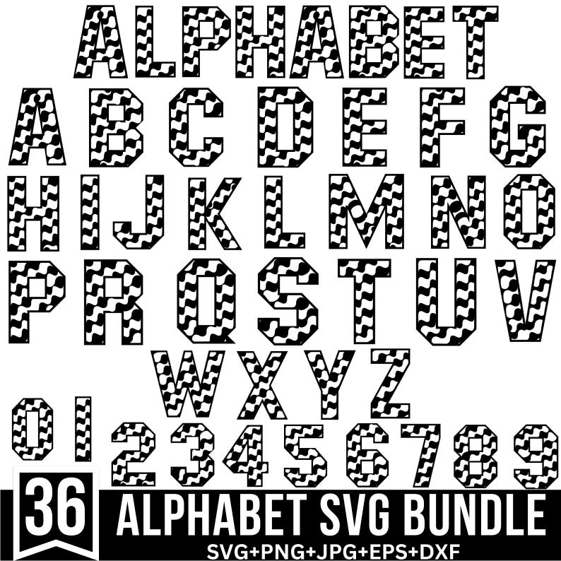 Checked Alphabet Svg Bundle, Checkered Letters, Racing Checkered Svg ...