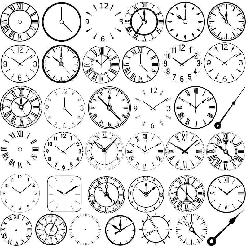 Clock Face Svg, Roman Numeral Clock, Clock Numbers Svg, Clock Svg ...