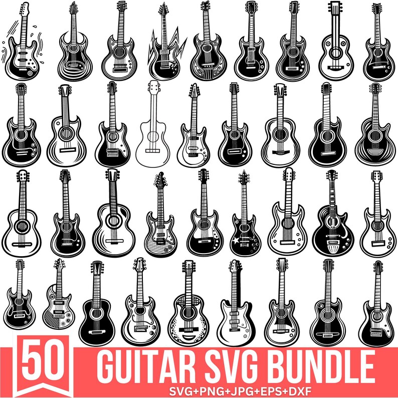 Guitar Svg Bundle, Guitar Note Svg, Electric Guitar Svg, Acoustic ...