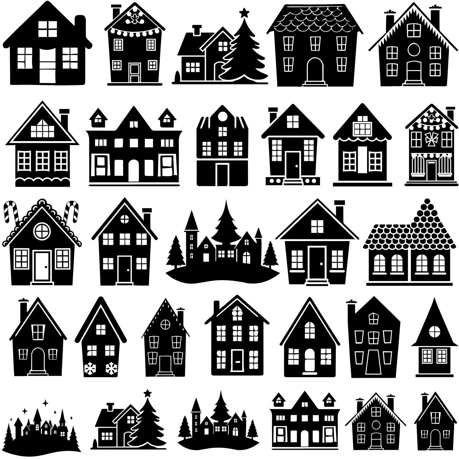 Christmas House Svg Bundle, Christmas Village Svg, Houses Plotter Files ...