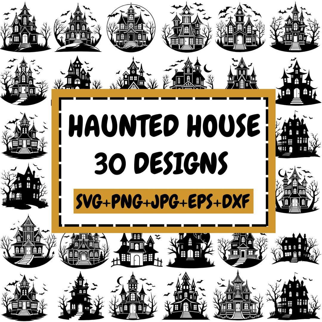 Haunted House SVG Bundle, Halloween Clipart (30 Designs, Digital ...