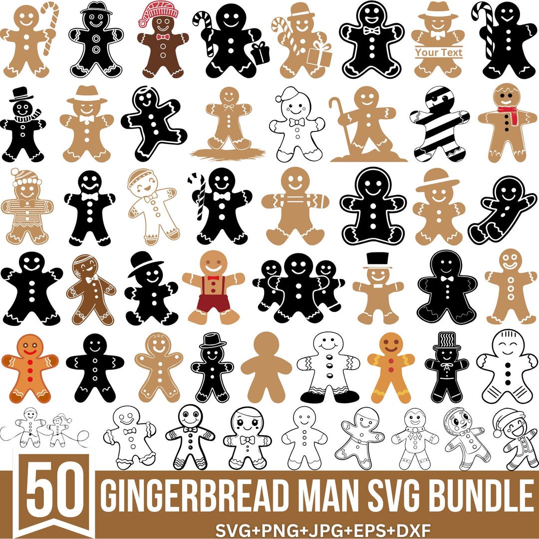 Gingerbread Man Svg Bundle, Christmas Gingerbread Svg, Gingerbread ...