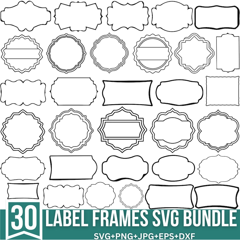 Label Frames Svg Bundle, Shapes Svg, Label Frame Clipart, Banner Svg ...