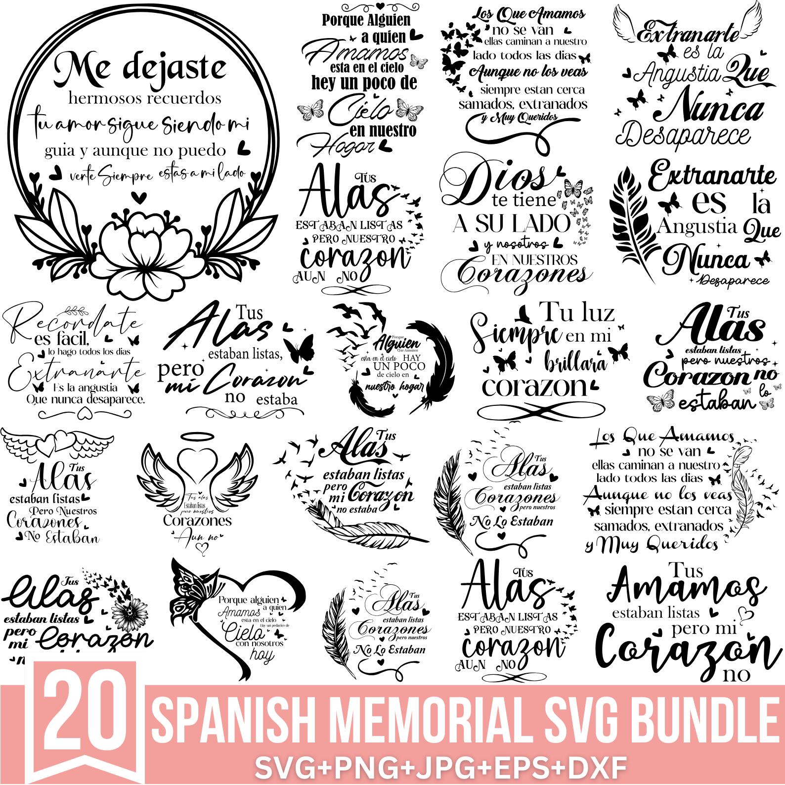 Spanish Memorial Svg Bundle, Despedidas No Son Para Siempre, Tus Alas ...