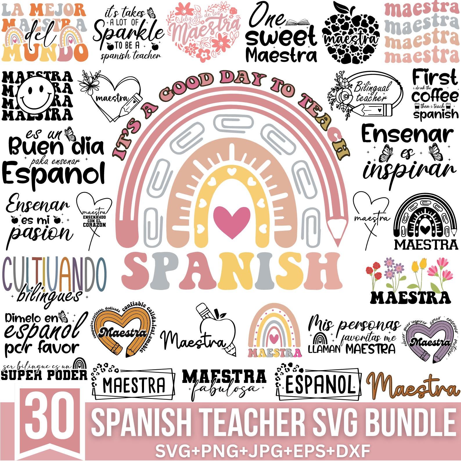 Spanish Teacher Svg Bundle, Spanish Svg, Maestra Svg, Profesora Svg ...