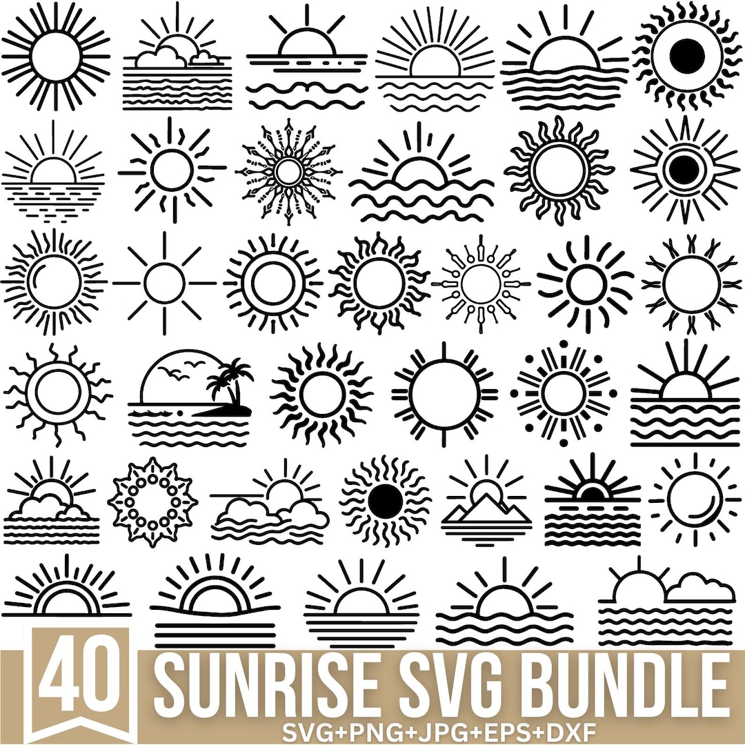 Sunrise Svg Bundle, Sun Svg, Sunset Svg, Sunset Clipart, Beach Svg ...