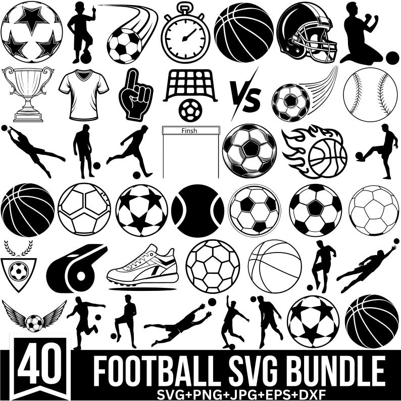 Football Svg Bundle, Soccer Ball Svg, Football Player Svg, Sport Balls ...