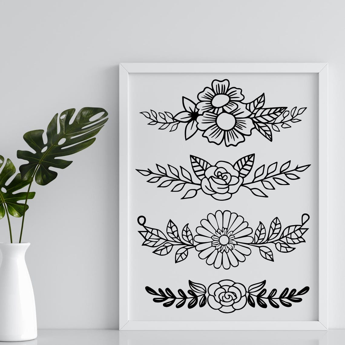 Flower Bouquet Svg, Floral Wreath Svg, Floral Svg Bundle, Floral Border ...